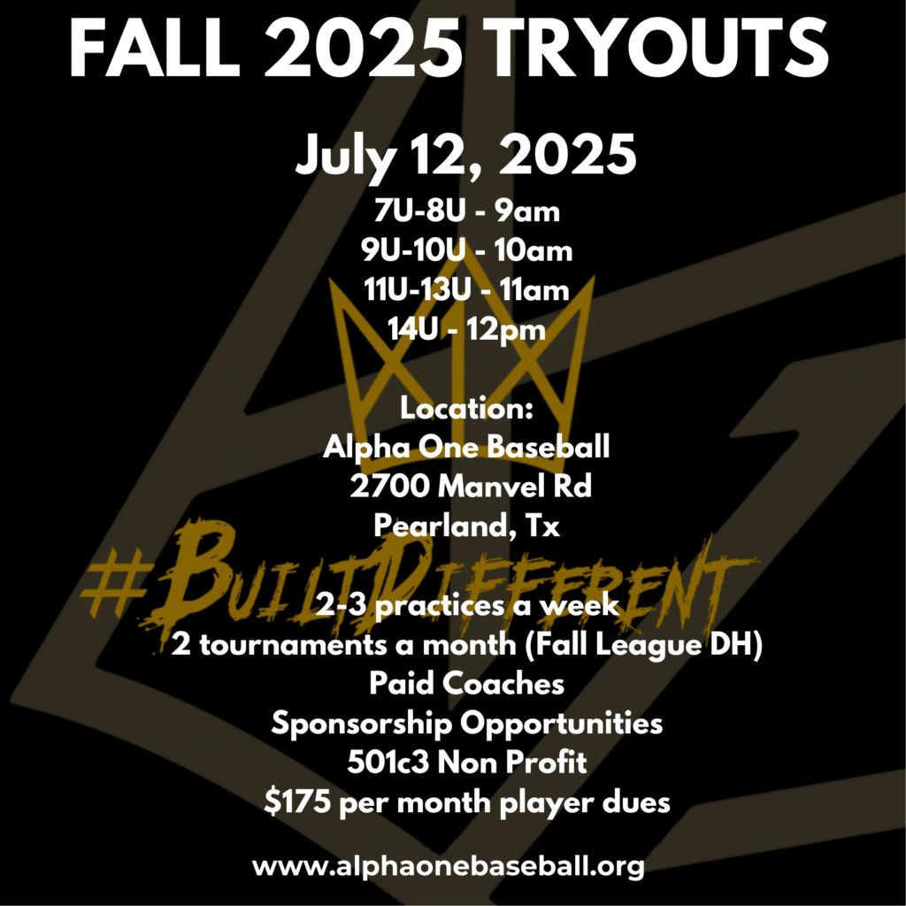 Fall 2025 Tryouts – Alpha One Baseball